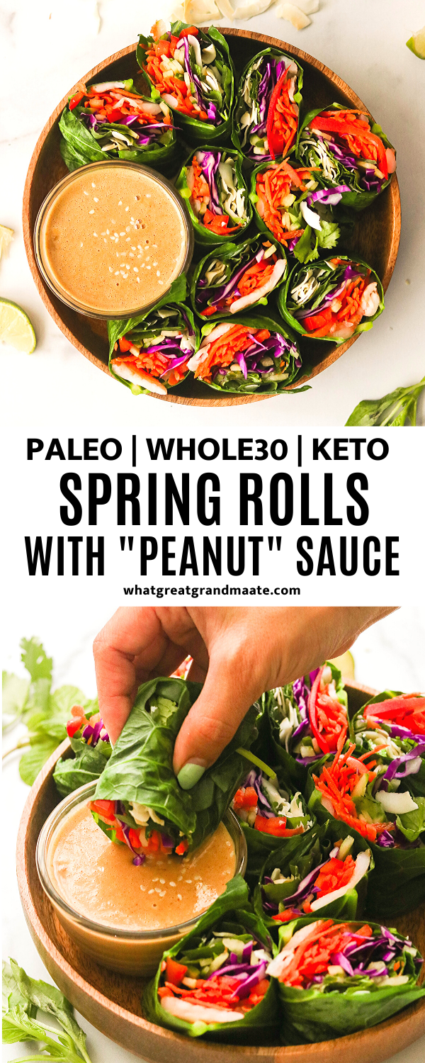Paleo Spring Rolls with "Peanut" Sauce (Whole30, Keto) – What Great ...