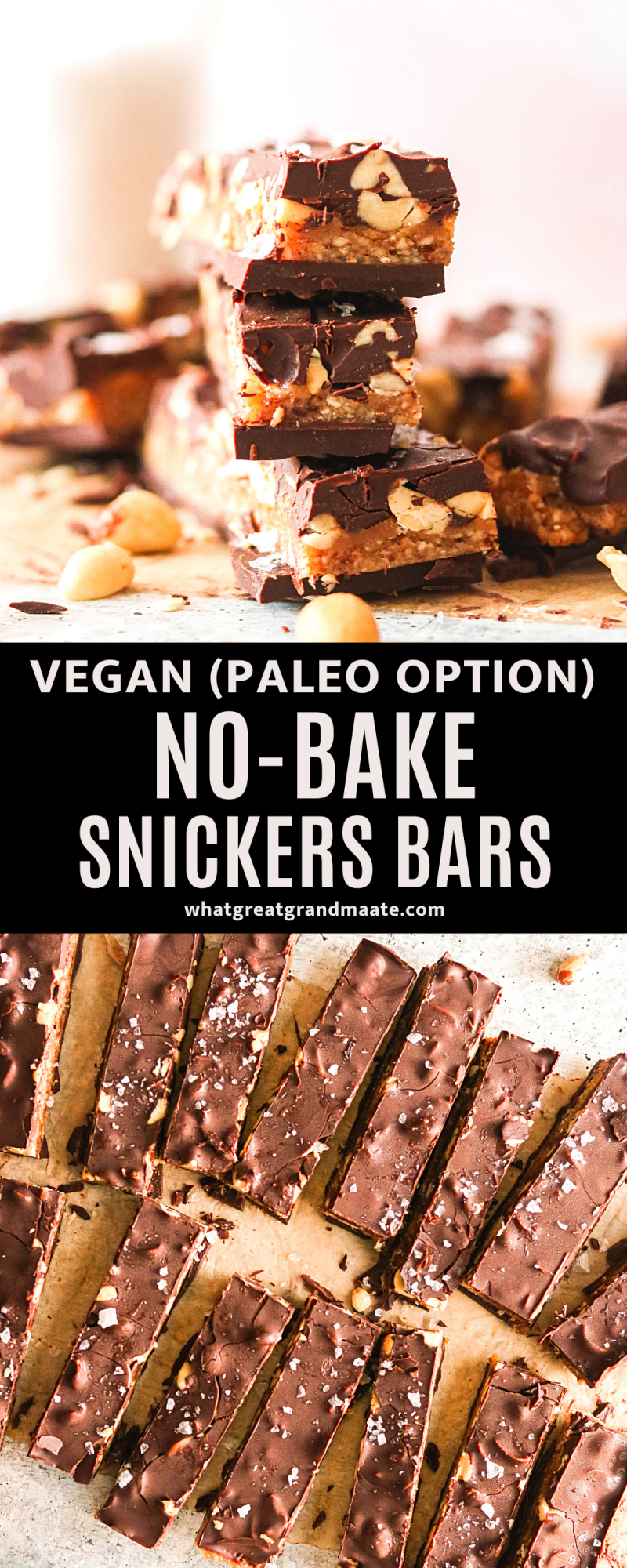 No Bake Homemade Vegan Snickers Bars (Paleo Option)
