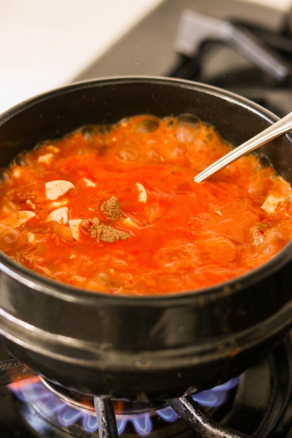 Korean Soondubu Jjigae with Kimchi (Beef, Pork, or Vegan)