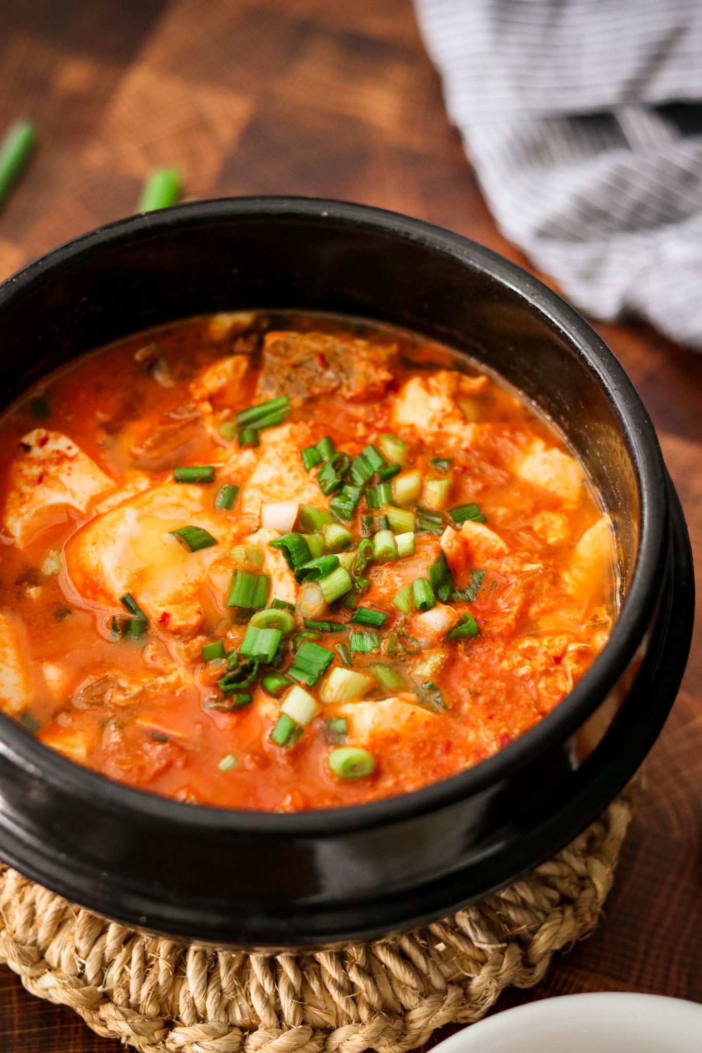 Korean Soondubu Jjigae with Kimchi (Beef, Pork, or Vegan)