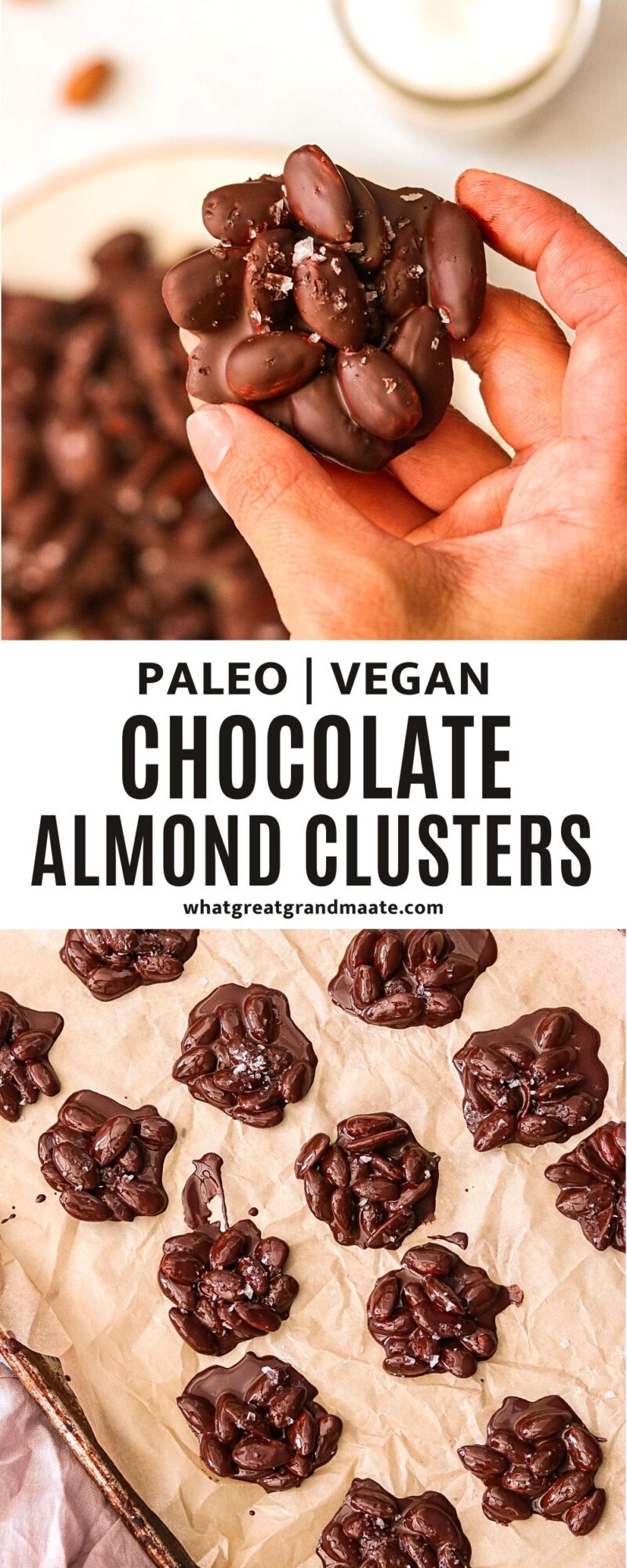 Chocolate Almond Clusters (Paleo, Vegan) - Only 3 Ingredients!