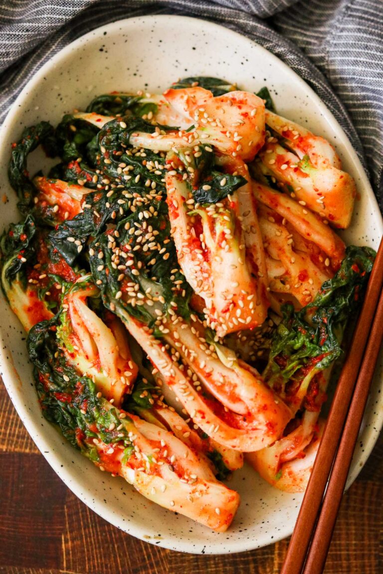 Quick & Easy Baby Bok Choy Kimchi Recipe (Geotjeori)