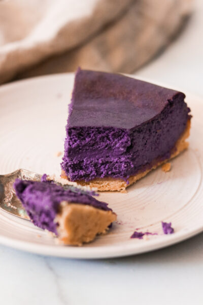 Creamy Ube Cheesecake Recipe (with Gluten-Free Crust)