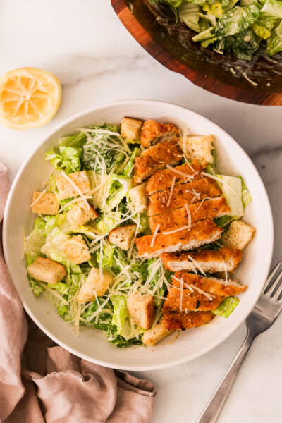 Crispy Chicken Caesar Salad with Homemade Croutons | What Great Grandma Ate