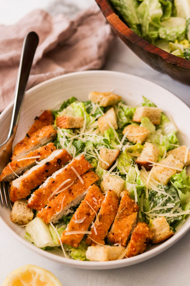 Crispy Chicken Caesar Salad with Homemade Croutons | What Great Grandma Ate