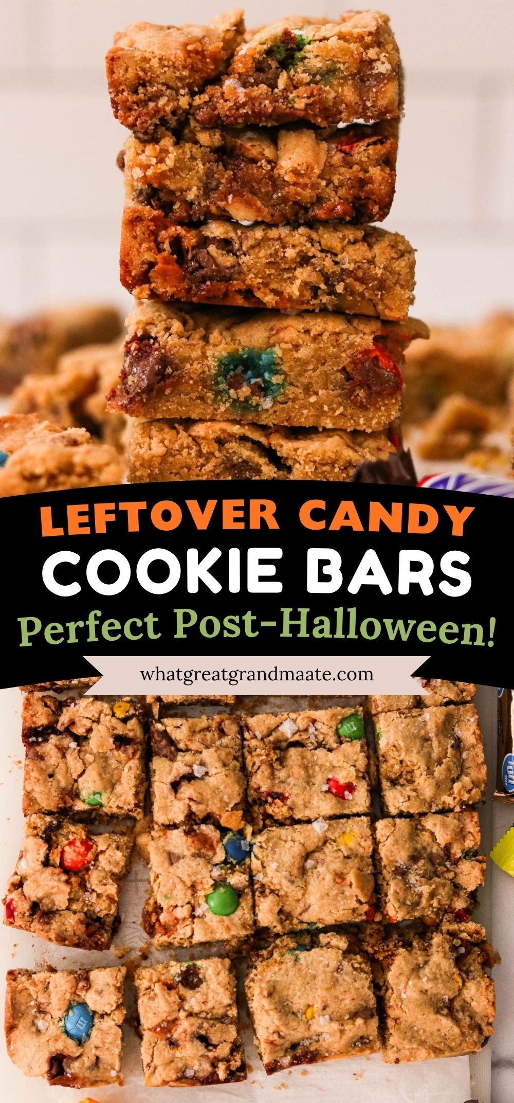 Easy Leftover Halloween Candy Cookie Bars | What Great Grandma Ate