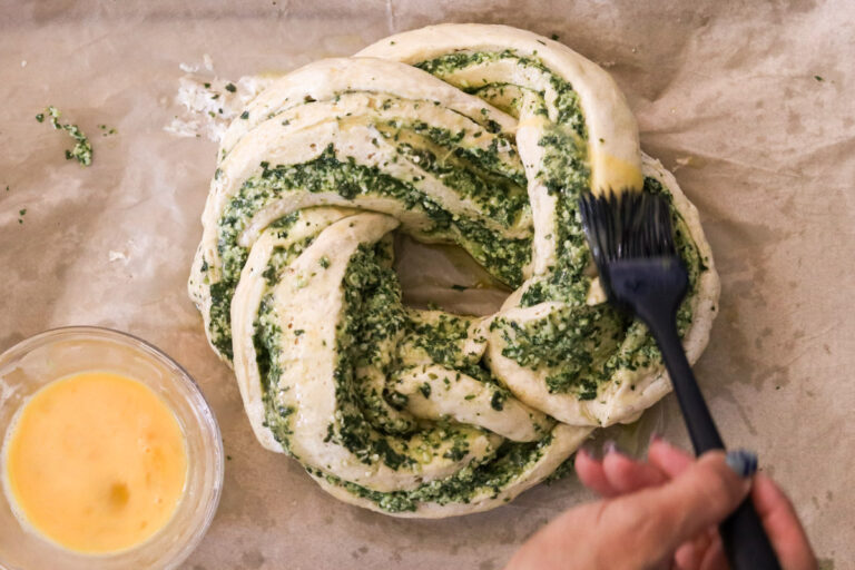 Christmas Wreath Bread with Homemade Pesto (GF)
